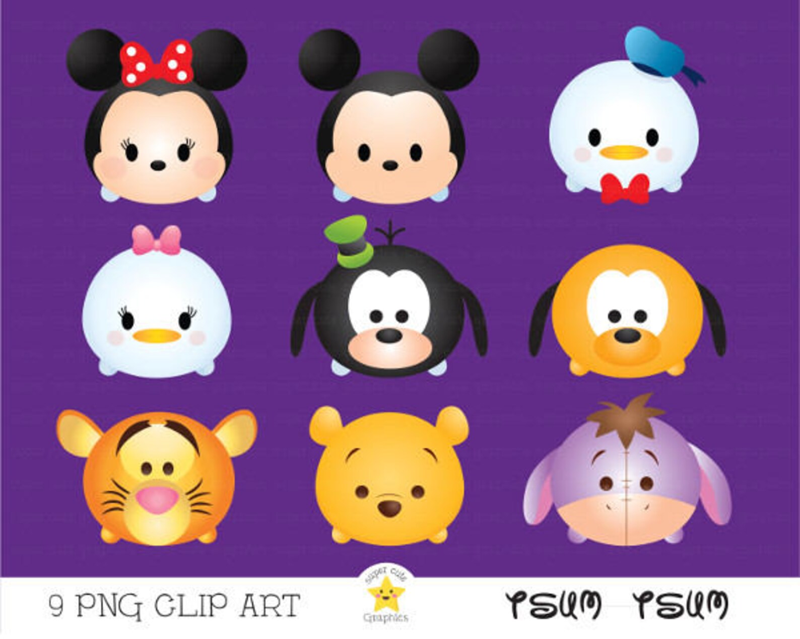 Tsum tsum clipart tsum tsum graphics mickey mouse clipart | Etsy