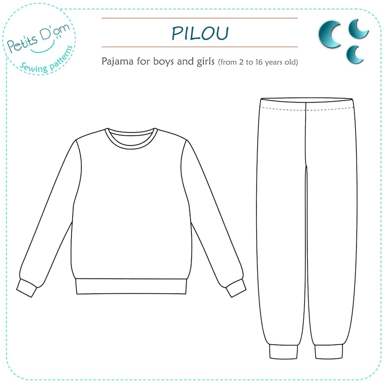 Unisex Pajama PDF Sewing Pattern 2-16 Years Old PILOU - Etsy