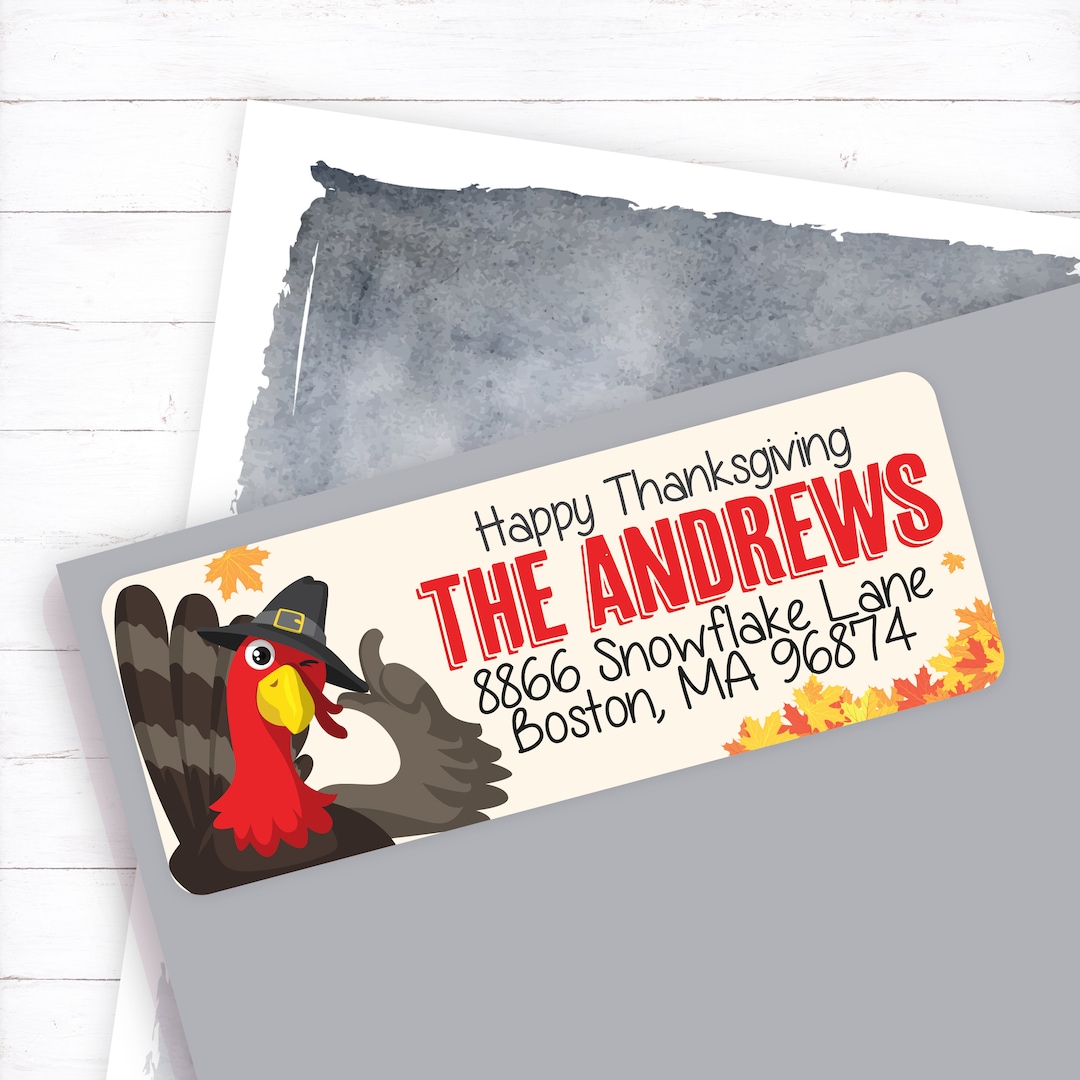 Thanksgiving Turkey Address Label, Personalized Return, Address Sticker ...