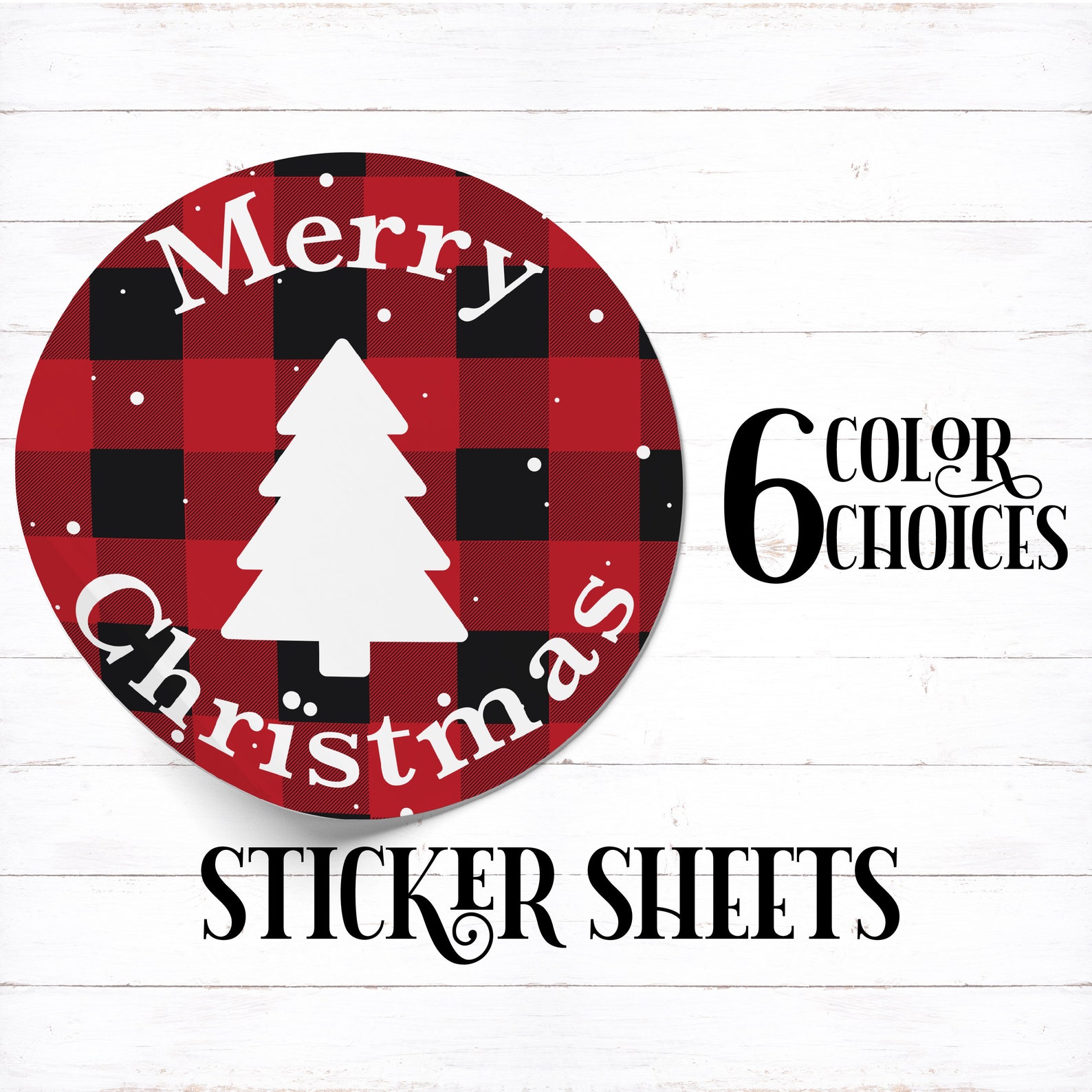 Buffalo Plaid Christmas Stickers Plaid Stickers Shipping - Etsy