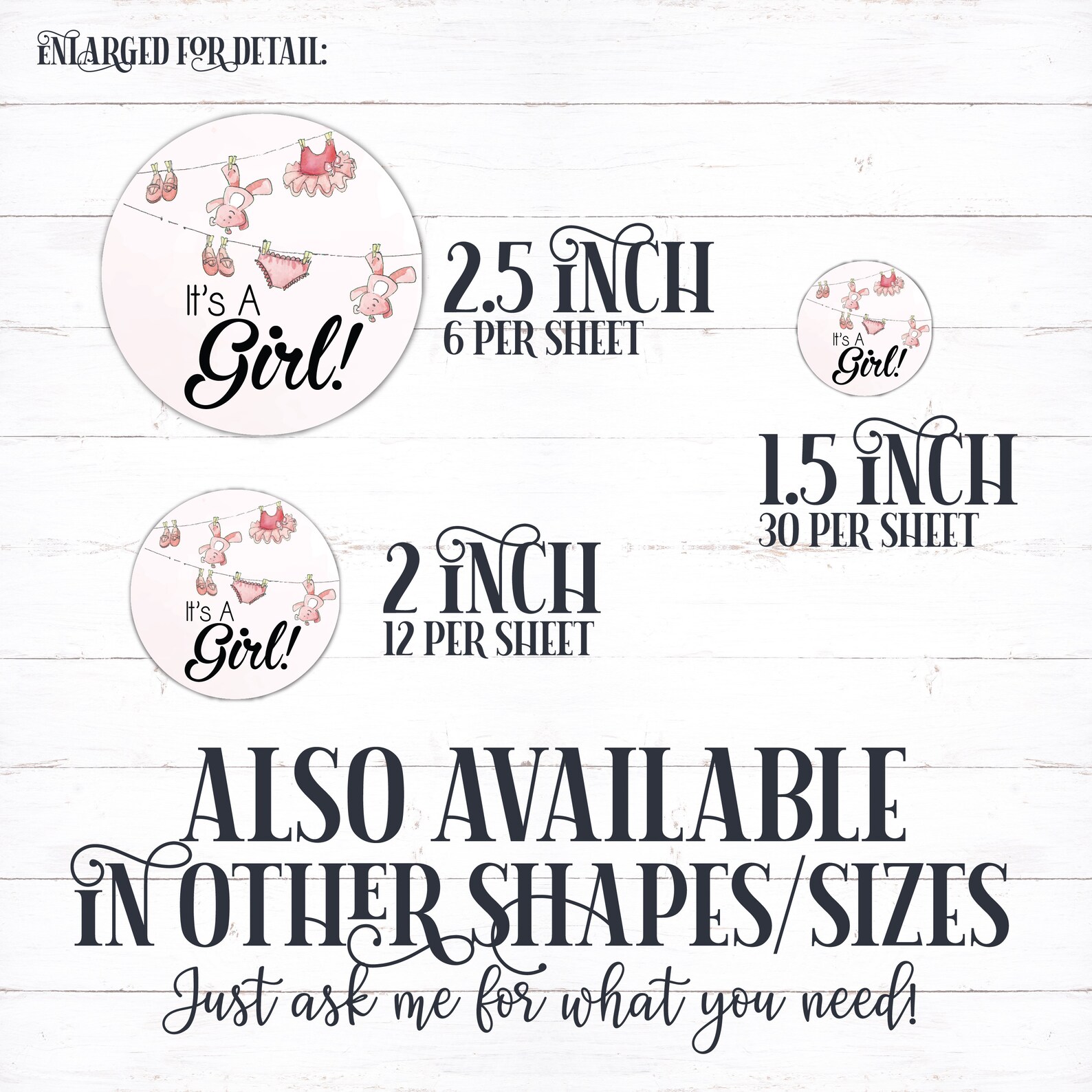 Its A Girl Stickers, Round Stickers, Baby Shower Labels, Baby Shower ...