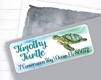 Sea Turtle Address Label | Etsy