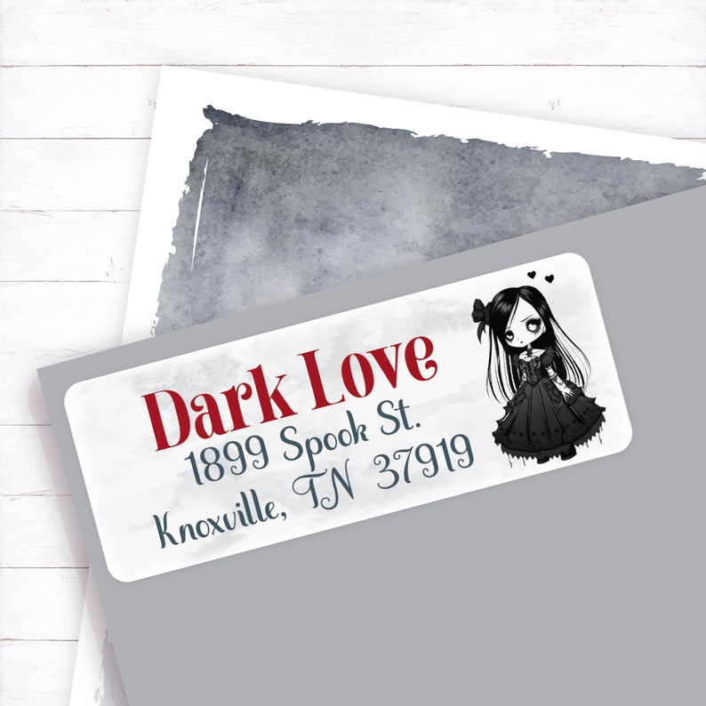 Creepy Cute Goth Girl Anime Style Address Label Wednesday - Etsy