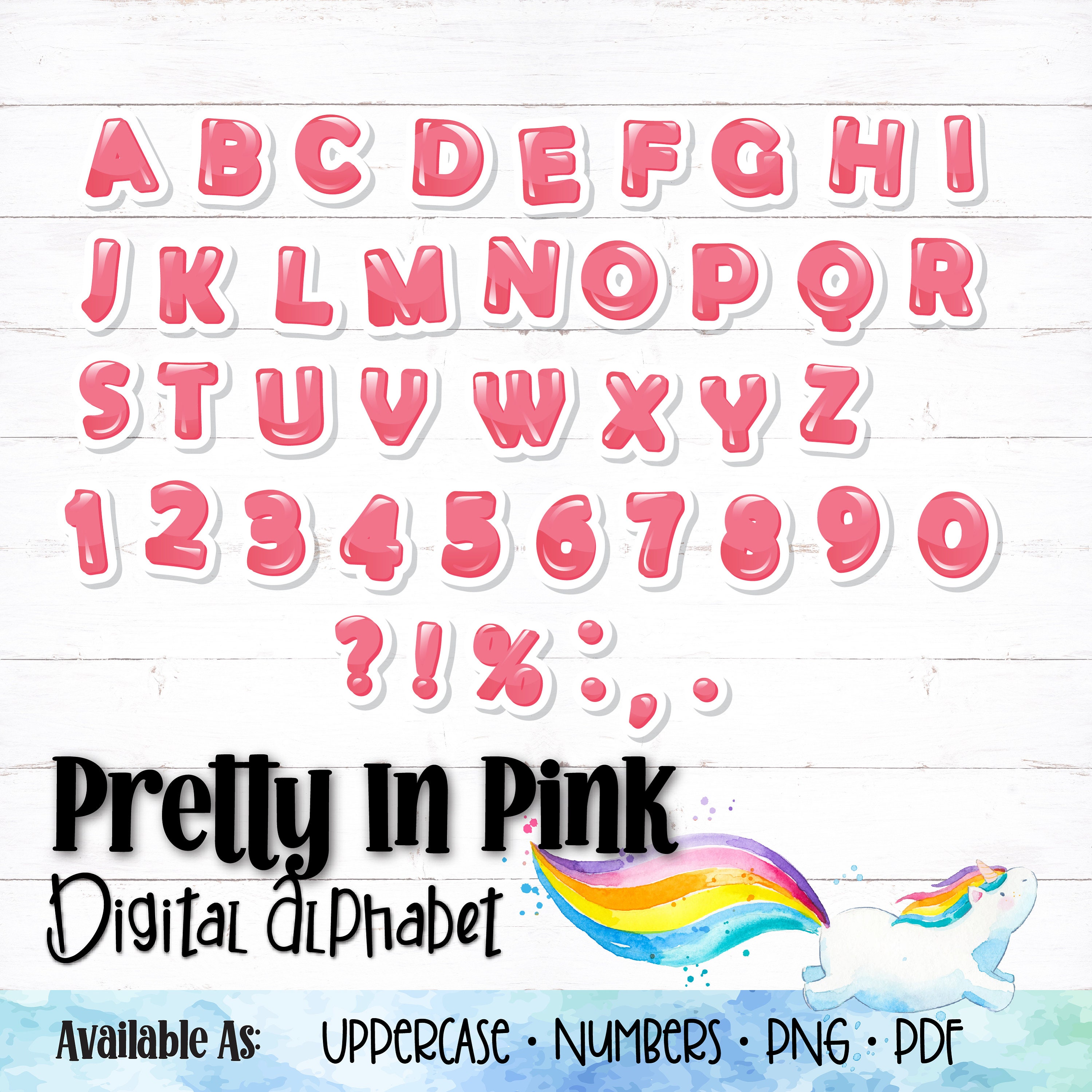 Girly Alphabet Pink Pastels Printable Digital Clipart Set Pink Font