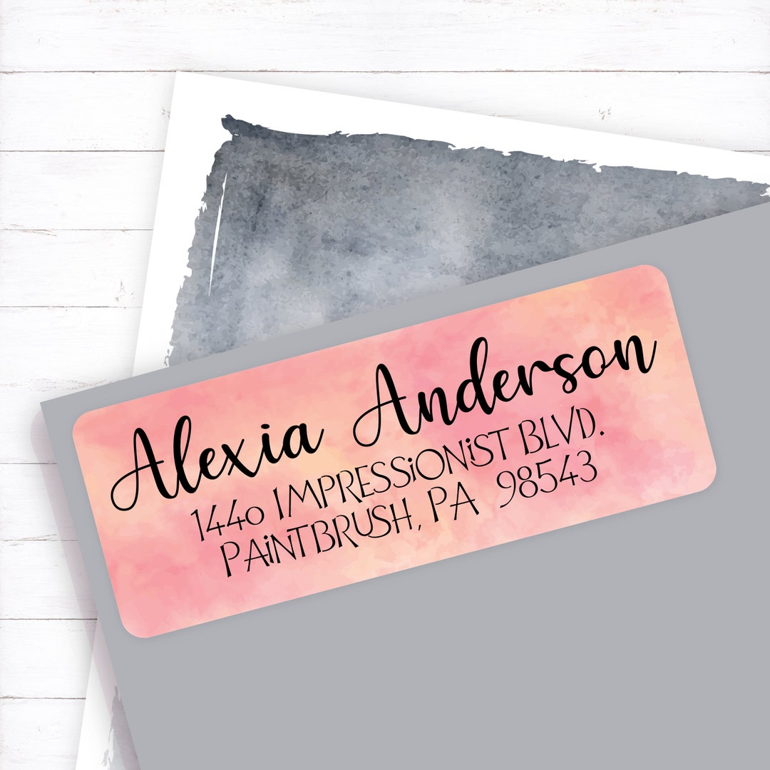 Watercolor Address Label, Pink Address Label, Elegant Return Address ...