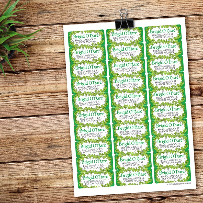 Shamrock Address Label Clover Return Address Irish Wedding - Etsy