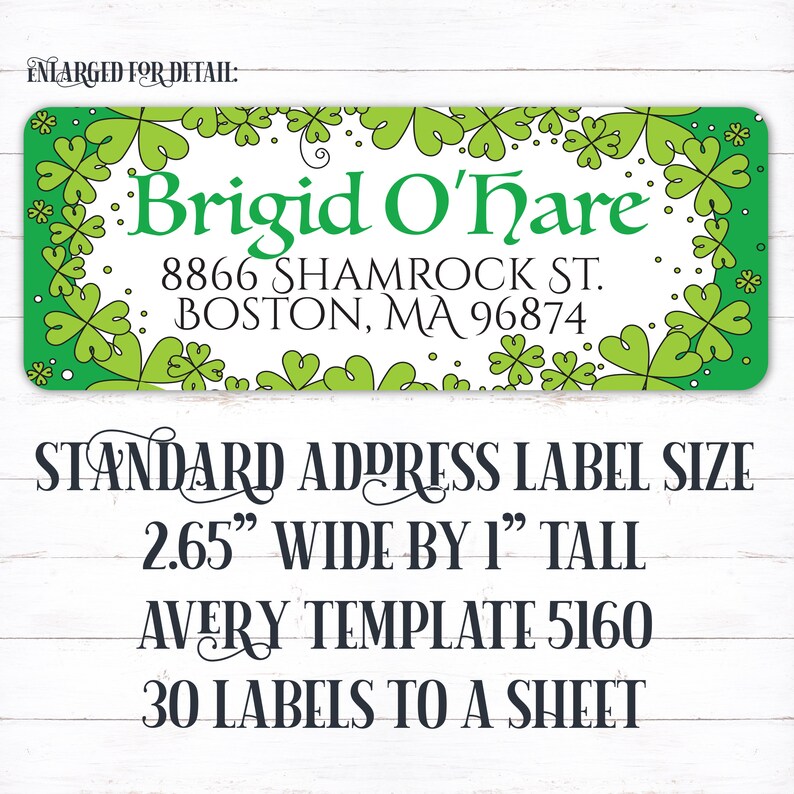 Shamrock Address Label Clover Return Address Irish Wedding - Etsy