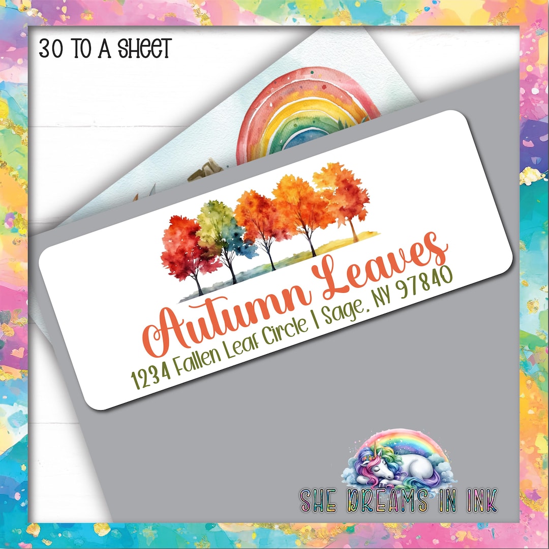Fall Tree Address Labels, Autumn Address Label, Autumn Trees, Fall ...