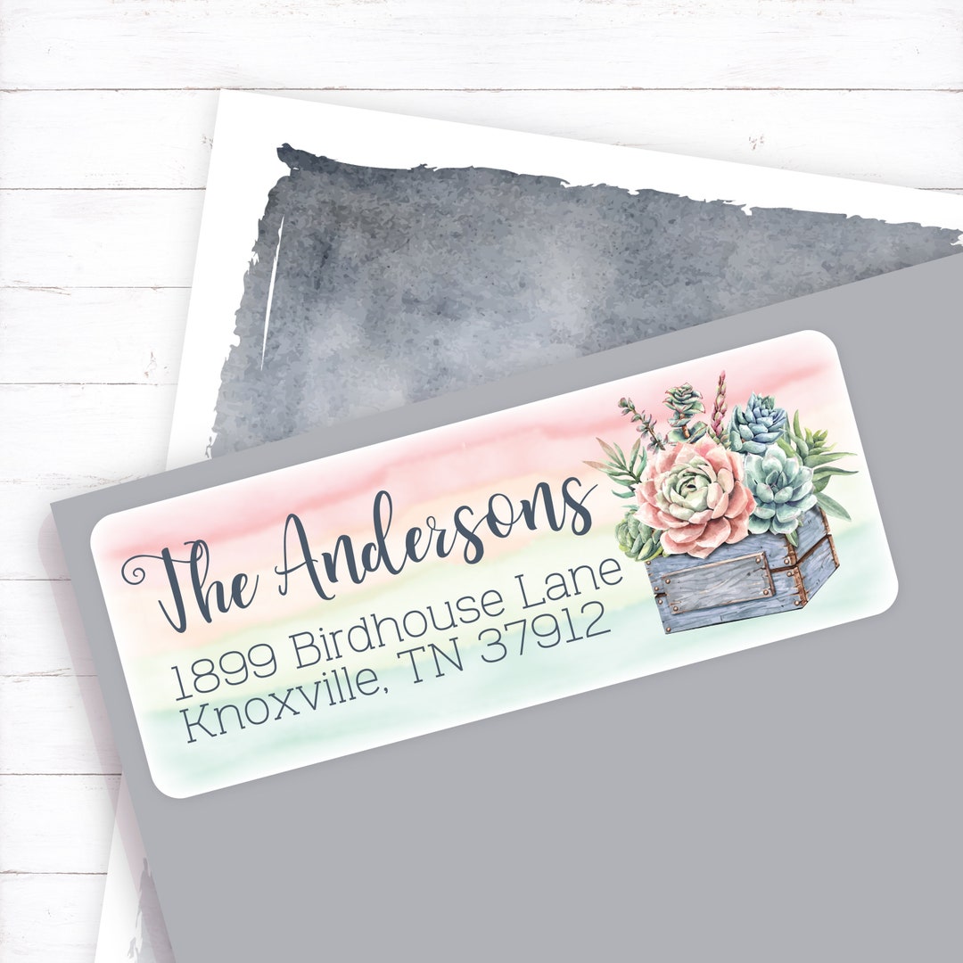 Cactus Planter Address Label, Succulent Planter Return Address, Plant ...