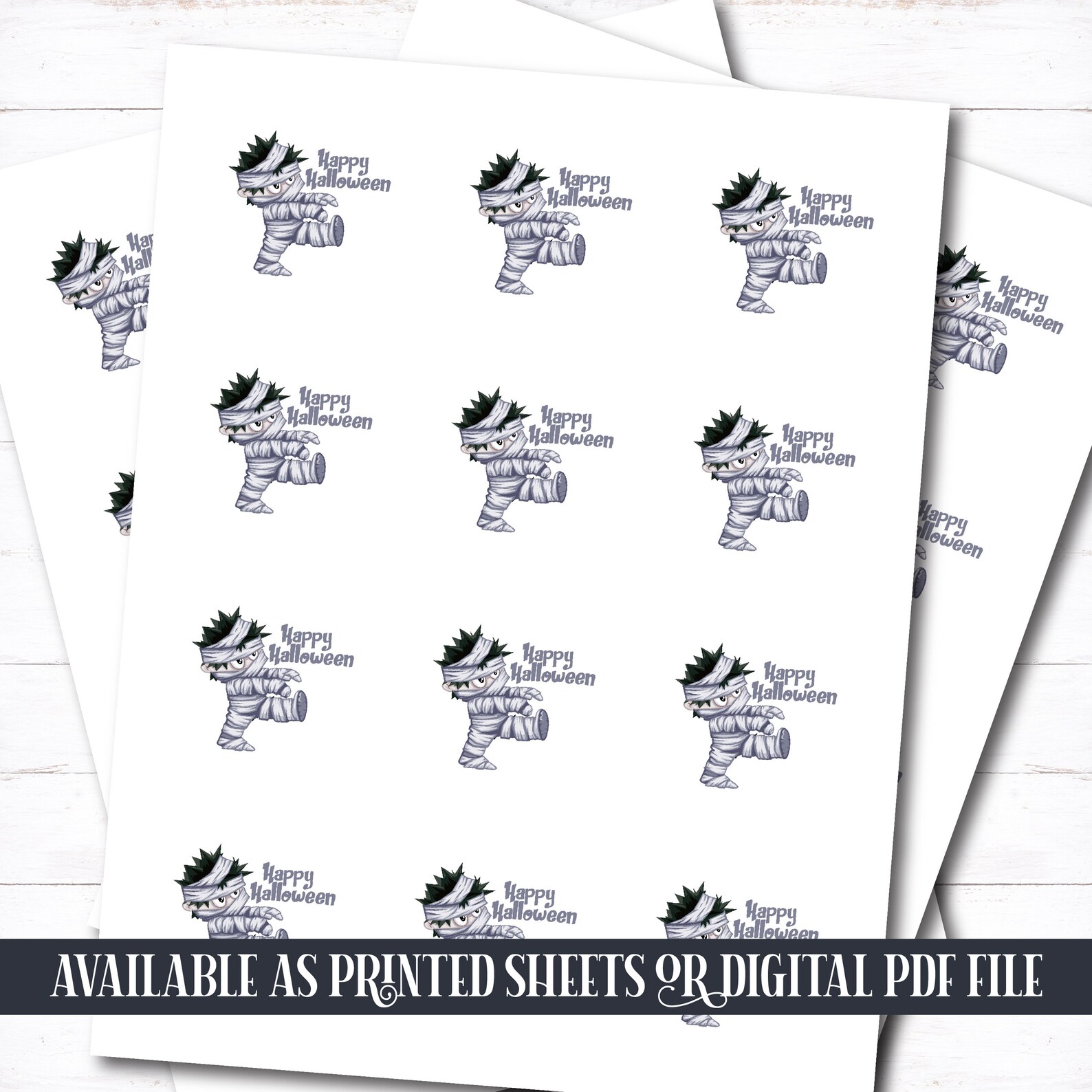 Halloween Sticker Treat Bag Sticker Mummy Sticker Happy - Etsy