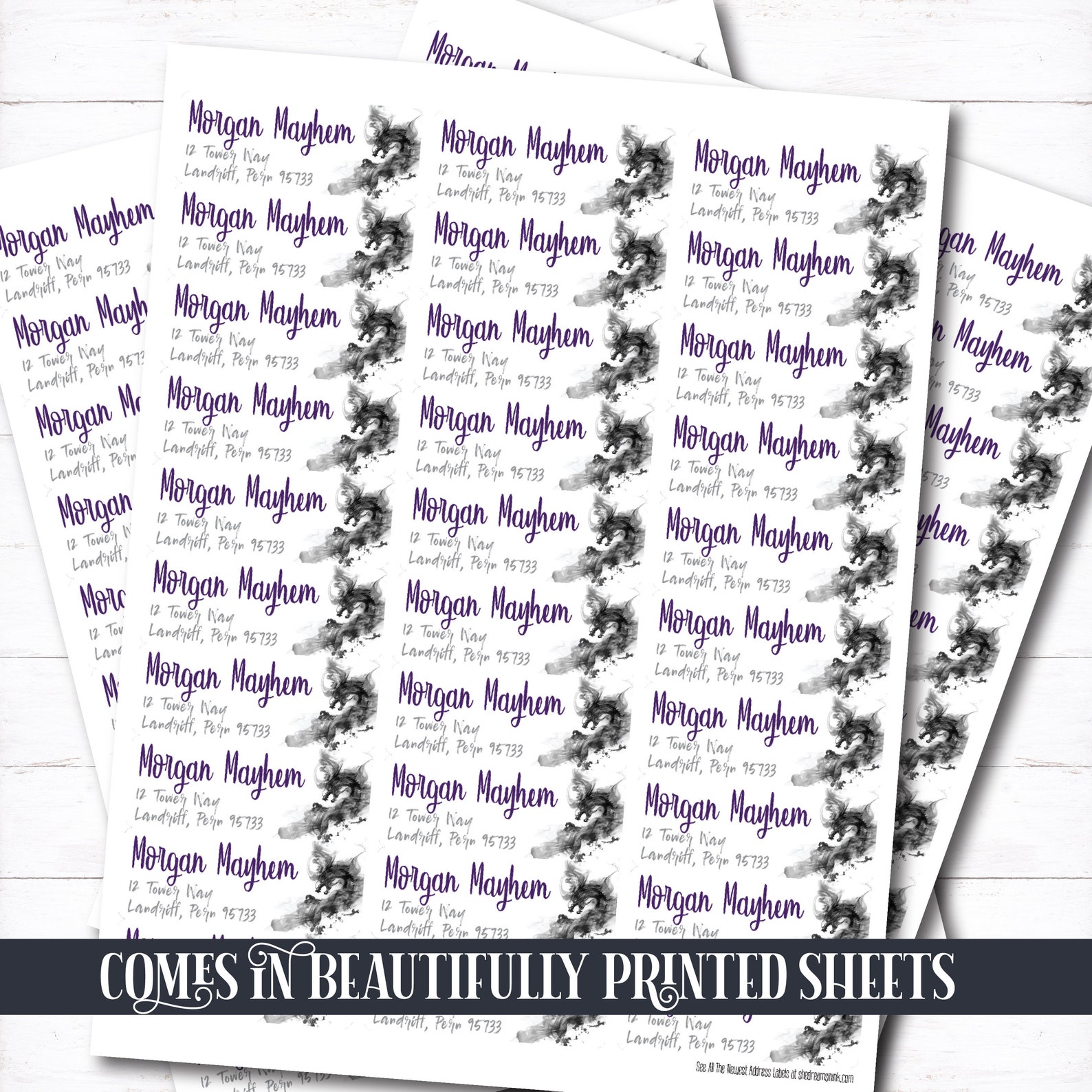 Smoke Dragon Return Address Labels Fantasy Address Label - Etsy