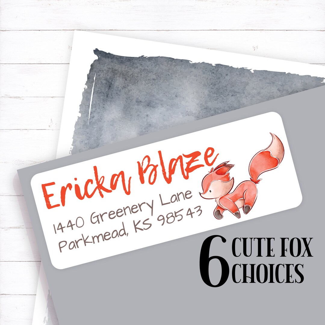 Cute Fox Return Address Labels, Custom Return Address Label, Foxy ...