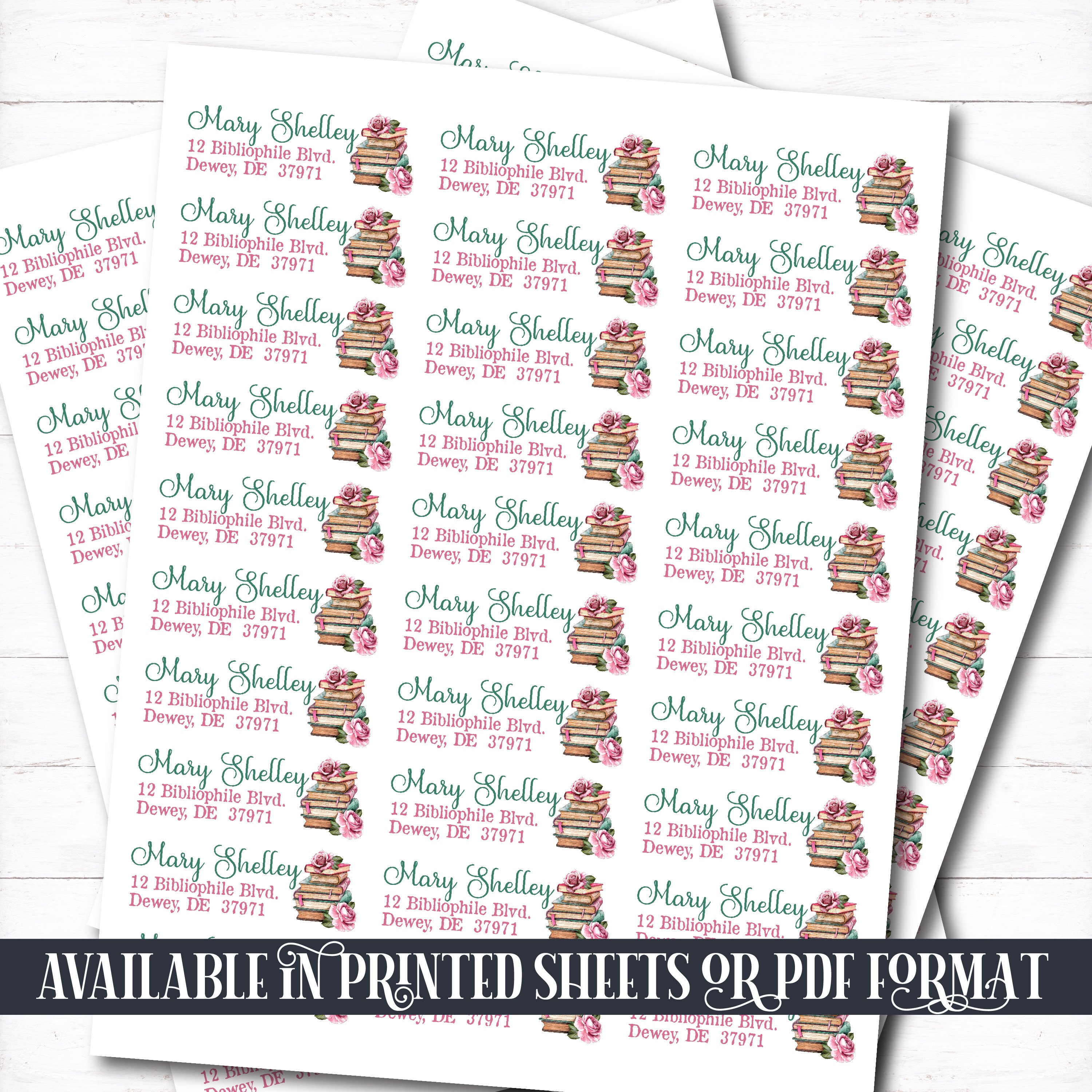 Book address label library address label book lover label | Etsy