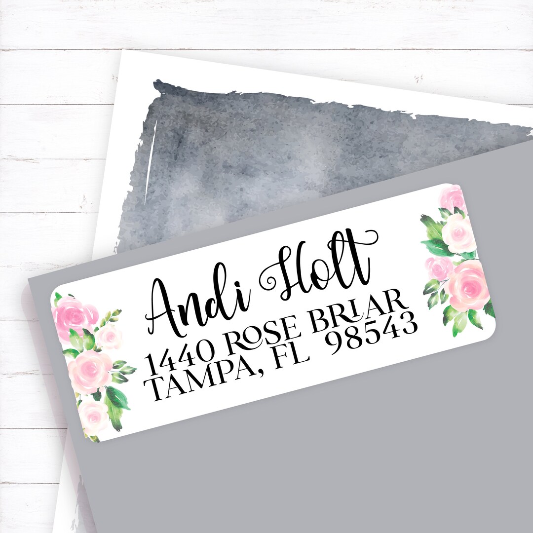 Blush Watercolor Floral Address Labels, Elegant Return Address, Pink ...