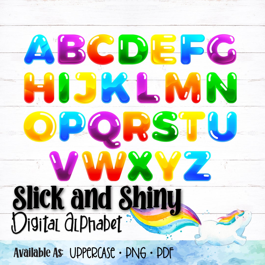 Printable Digital Alphabet Letters, Bubble Letters, Shiny Alphabet, Rainbow Alphabet, PDF ...