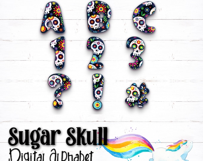 Day of the Dead Alphabet, Digital Alphabet, Sugar Skull Letters ...
