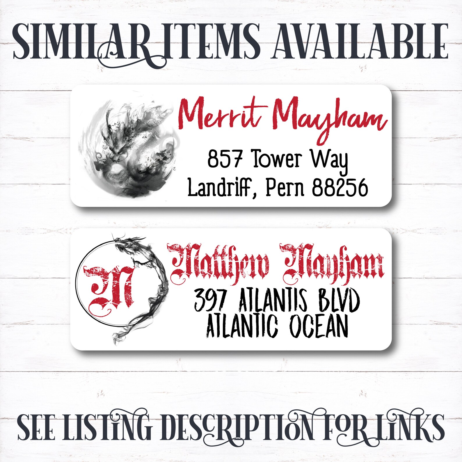 Smoke Dragon Return Address Labels Fantasy Address Label | Etsy