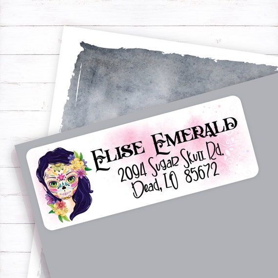 Sugar Skull Girl Address Labels Customized Return Address | Etsy