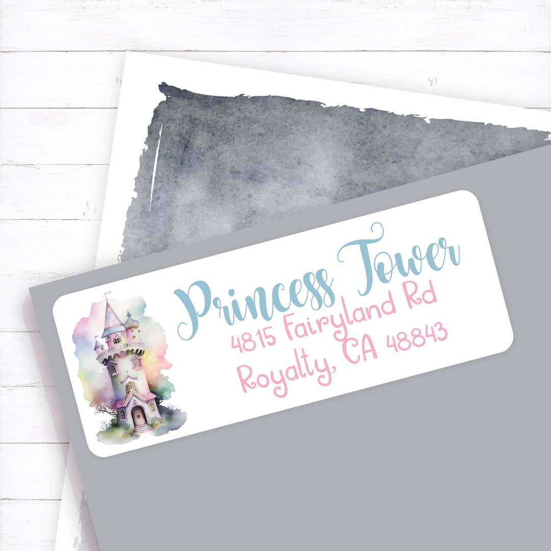 Fairytale Castle Address Label, Rapunzel Home Address Sticker, Fun ...