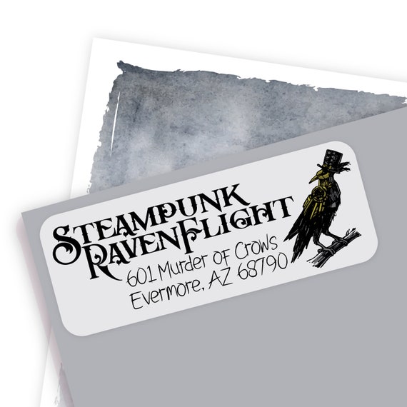 Steampunk Address Label Steampunk Raven Raven Crow Address - Etsy