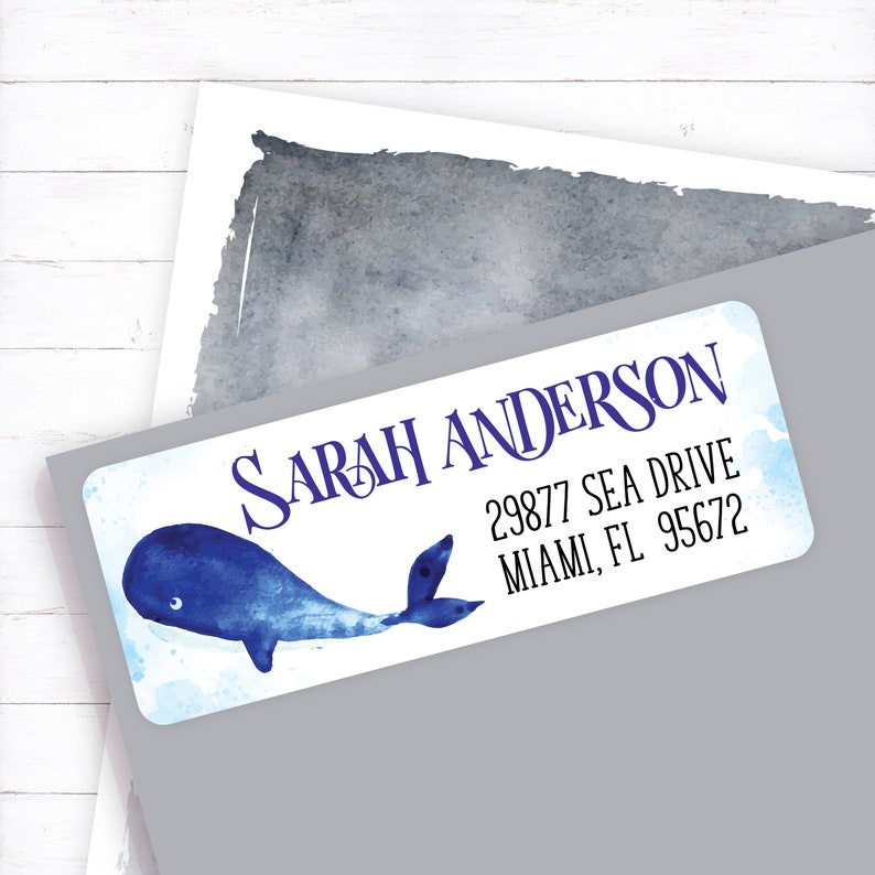 Whale Address Label Ocean Address Whale Cute Blue Whale - Etsy
