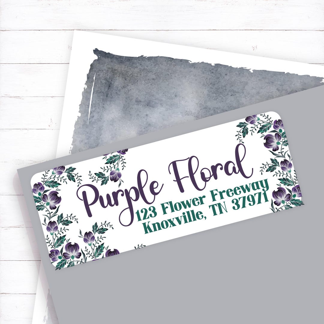 Purple Gothic Floral Return Address Label, Floral Address, Halloween ...