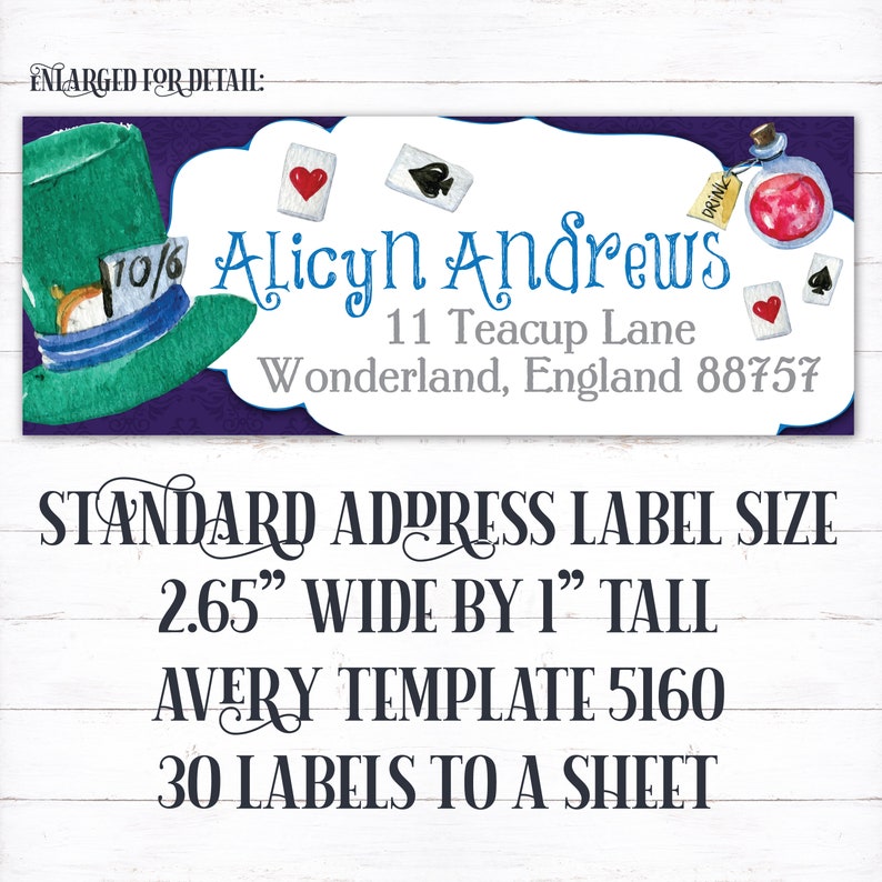 Mad Hatter Address Label, Alice in Wonderland Address Sticker, Tea Part ...