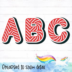 Peppermint Stripe Digital Printable Alphabet Letters, Striped Letters ...