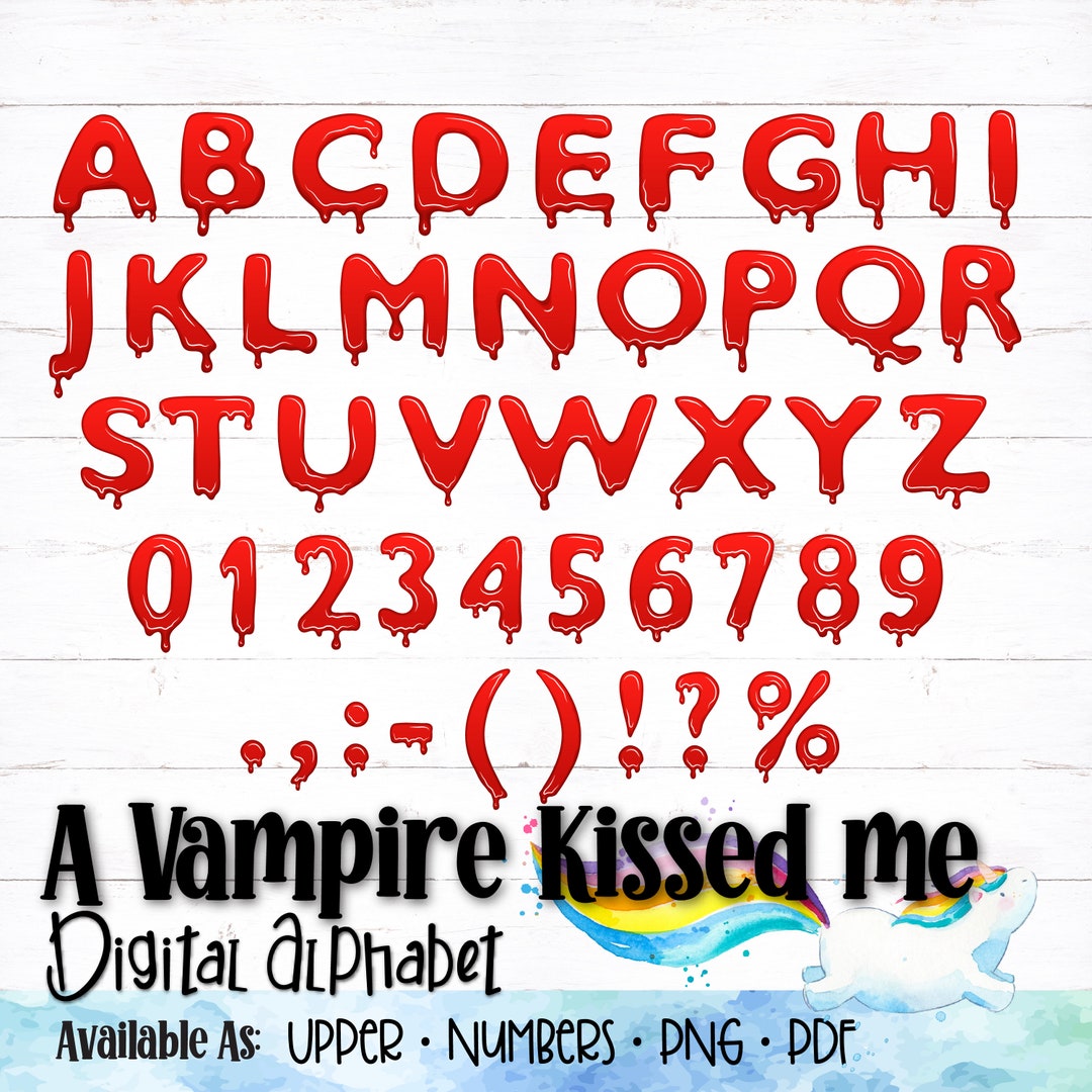 Red Digital Alphabet, Bloody Halloween Alphabet, Printable Alphabet ...