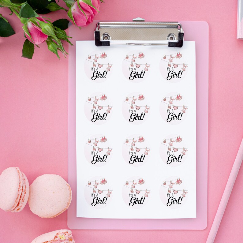 Its A Girl Stickers Round Stickers Baby Shower Labels Baby - Etsy