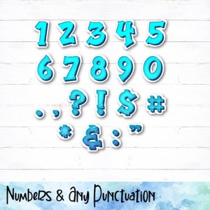 Blue Sky Printable Digital Alphabet Letters, Chunky Blue Letters, Blue ...