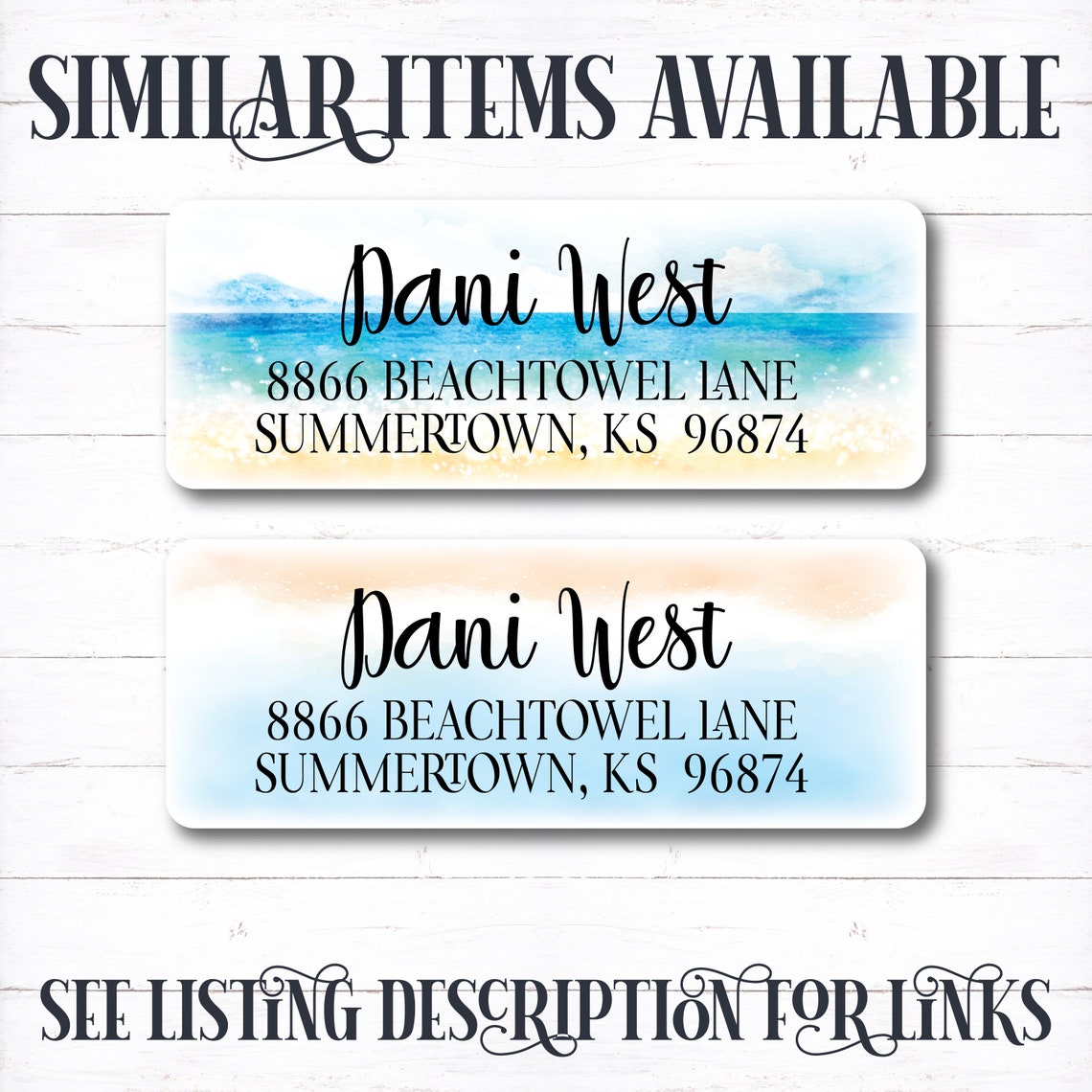 Ocean Design Beach Address Label Ocean Scene Return Address | Etsy