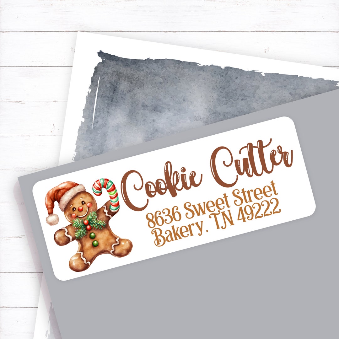 Cute Gingerbread Man Christmas Address Label, Holiday Gingerbread ...