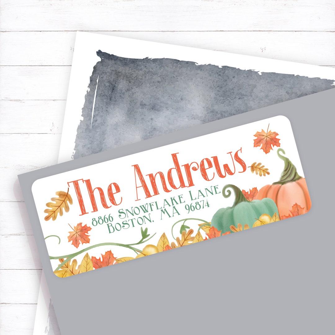 Thanksgiving Address, Fall Leaves, Address Label, Personalized Return ...
