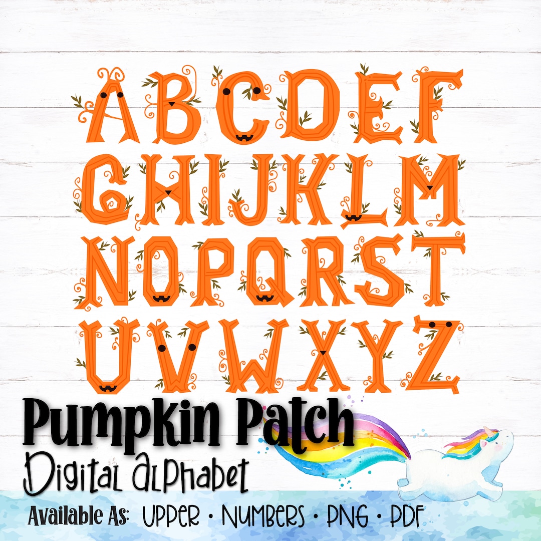 Fun Pumpkin Patch Digital Alphabet, Cute Halloween Pumpkin Letters, Fun ...