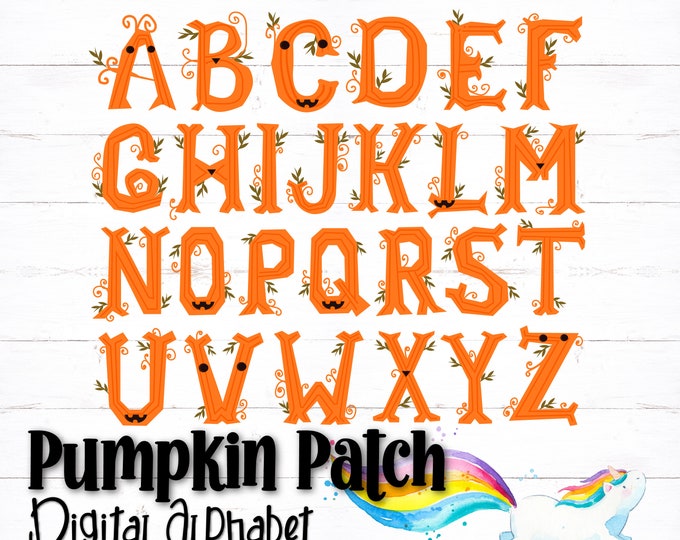 Fun Pumpkin Patch Digital Alphabet, Cute Halloween Pumpkin Letters, Fun ...
