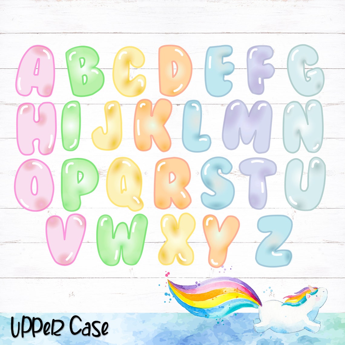 Pastel Printable Digital Alphabet Letters, Bubble Letters, Puff ...
