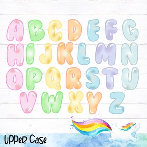 Pastel Printable Digital Alphabet Letters, Bubble Letters, Puff ...