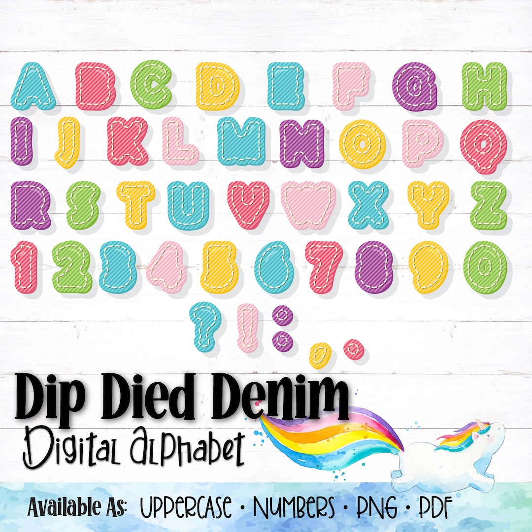 Printable Digital Alphabet Letters, Denim Letters, Fun Alphabet, Stripe ...