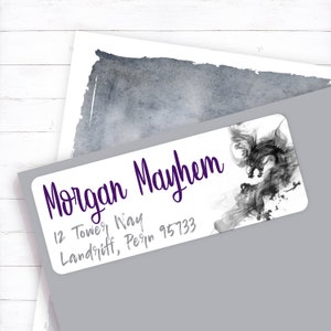 Smoke Dragon Return Address Labels, Fantasy Address Label, Dragon ...