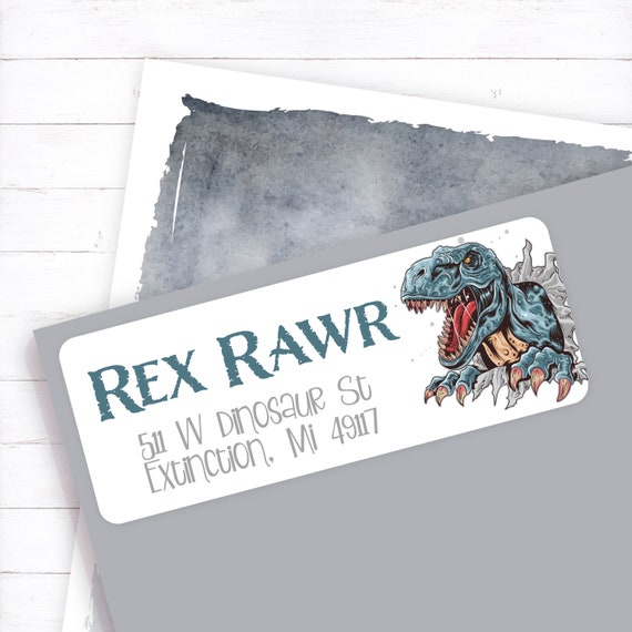 T-rex Attack Dinosaur Address Label Dinosaur Lover Address | Etsy