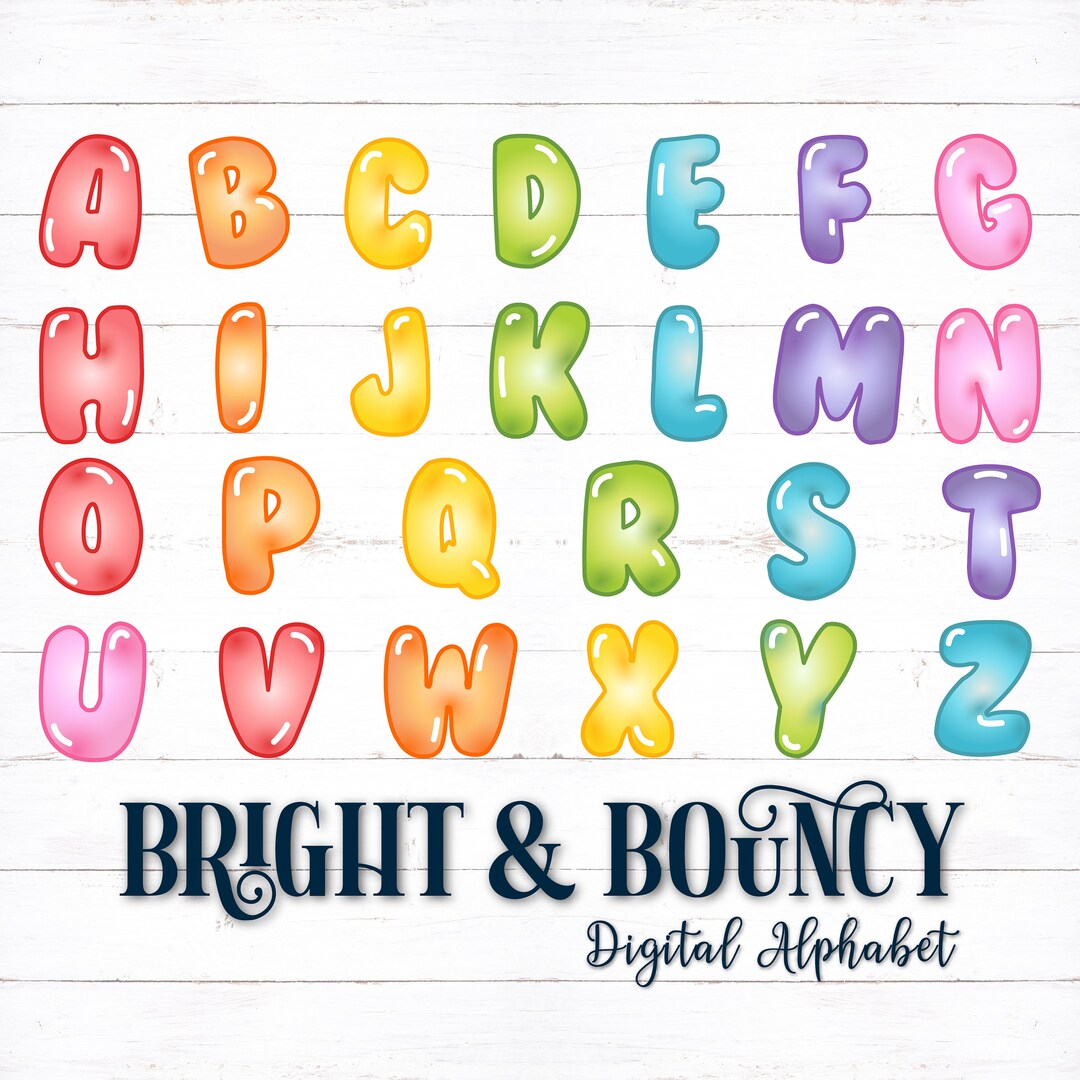 Printable Digital Alphabet Letters Bubble Letters Puff - Etsy