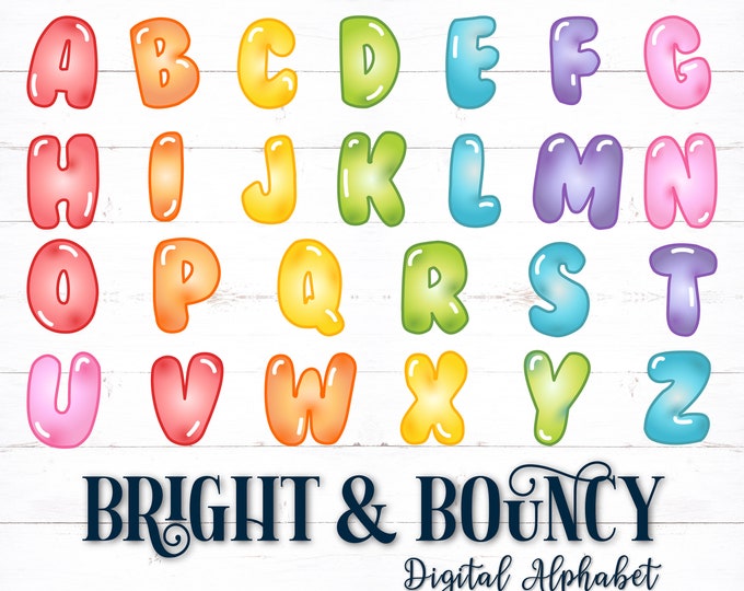 Printable Digital Alphabet Letters Bubble Letters Puff - Etsy