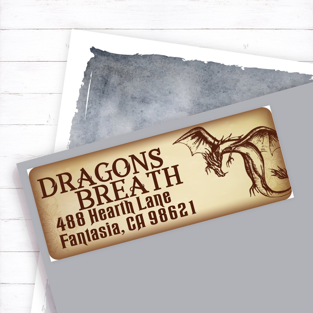 Dragon Address Label, Fantastic Creatures Address Label, Fantasy ...