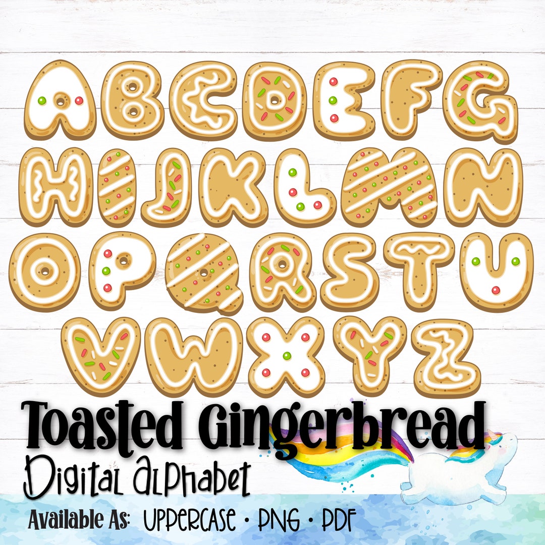 Toasted Gingerbread Cookies Digital Alphabet, Printable Digital ...