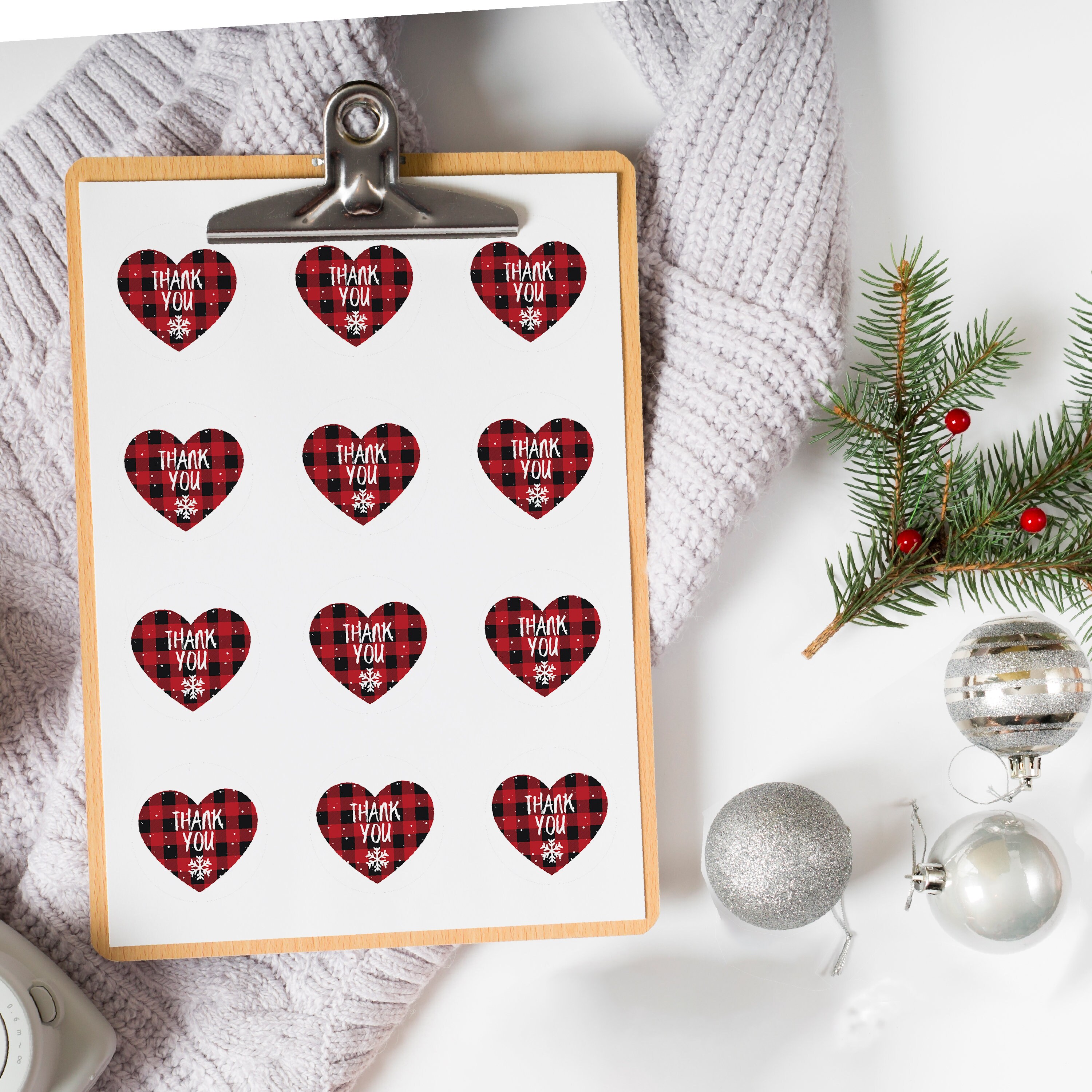 Buffalo Plaid Christmas Stickers Plaid Stickers Heart | Etsy