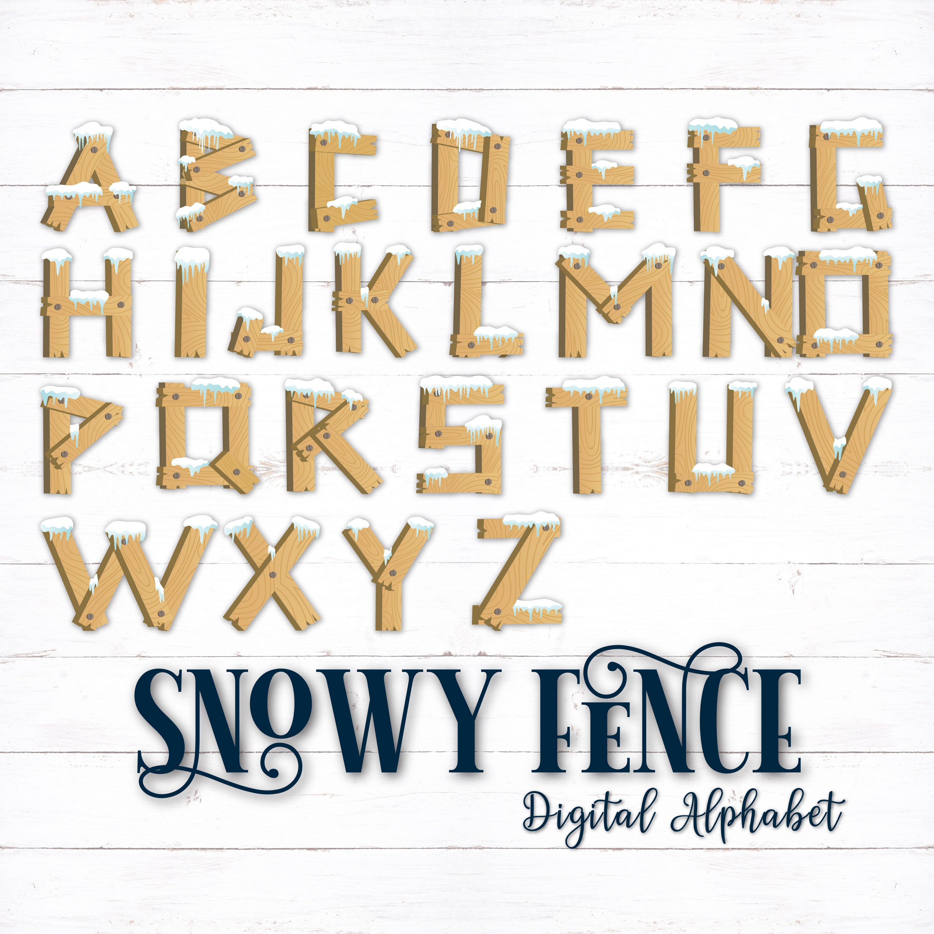 Printable Digital Alphabet Letters Wooden Letters Fence | Etsy