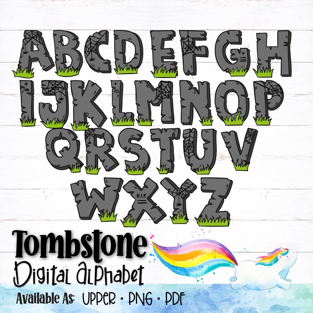 Tombstone Alphabet, Digital Alphabet, Graveyard Letters, Halloween ...