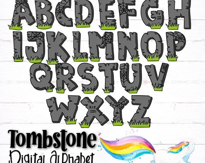 Tombstone Alphabet, Digital Alphabet, Graveyard Letters, Halloween ...