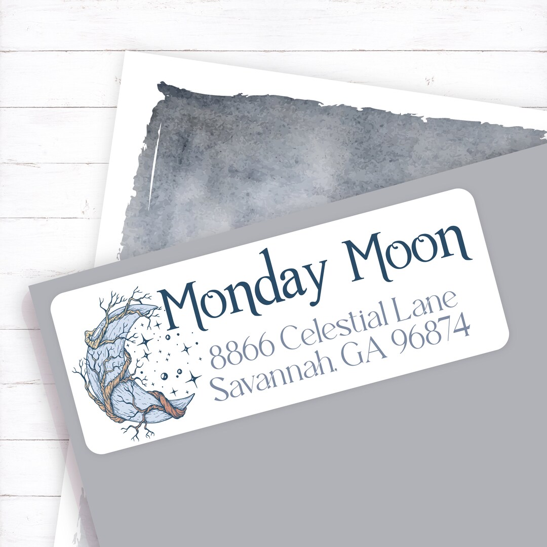 Gothic Address Label, Dark Gothic, Moon and Trees, Full Moon, Moon ...